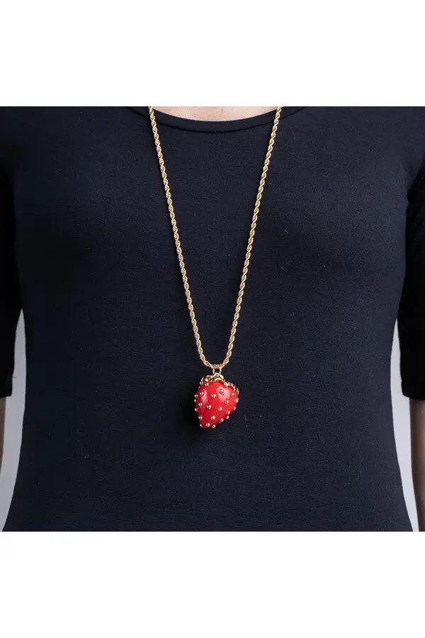 KENNETH JAY LANE Strawberry Pendant Necklace