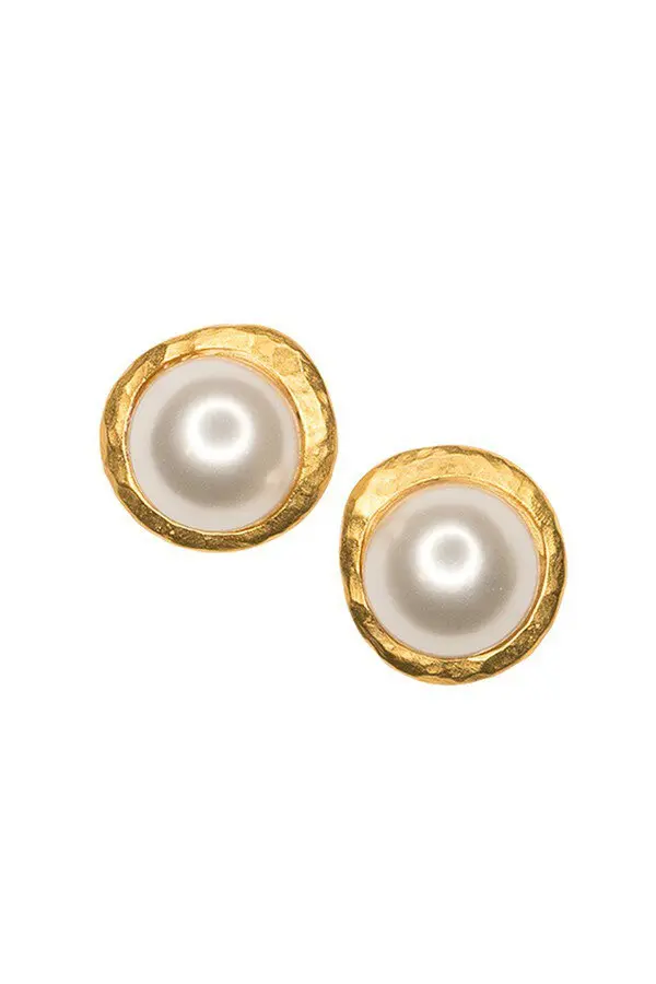 KENNETH JAY LANE Pearl Button Earrings - Gold
