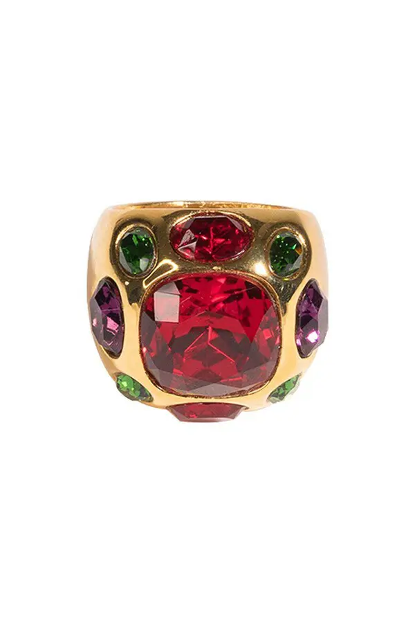 KENNETH JAY LANE Ruby Gemstone Adjustable Ring - Gold