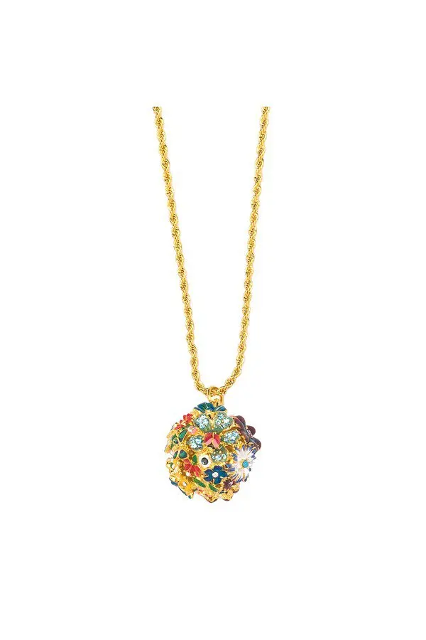 KENNETH JAY LANE Enamel Flower Ball Pendant Necklace - Multicolor