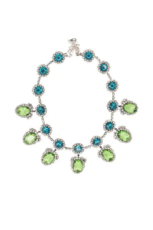 KENNETH JAY LANE Duchess Of Windsor Gemstone Necklace - Aqua