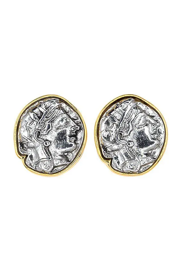 KENNETH JAY LANE Coin Clip Earrings - Gold