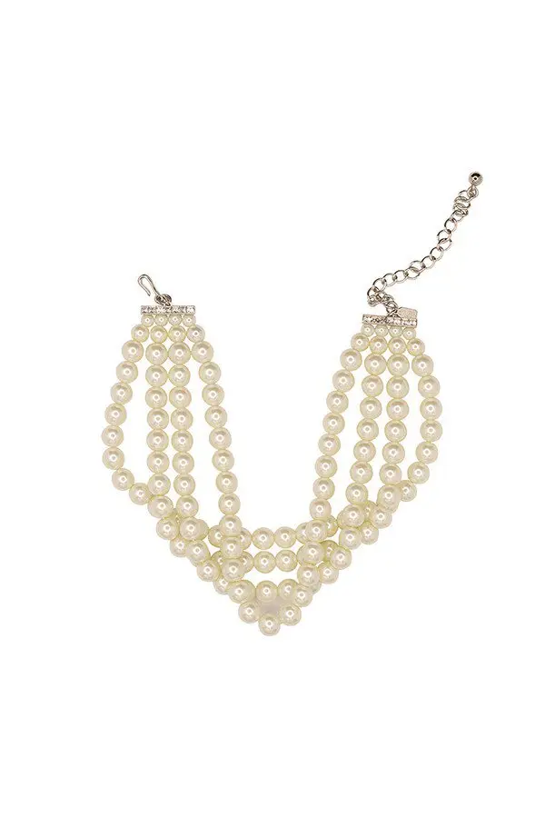 KENNETH JAY LANE Four Row Pearl Choker - Silver