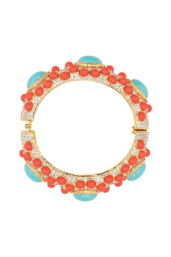 KENNETH JAY LANE And Turquoise Cabochon Bangle - Coral