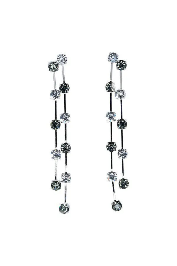 KENNETH JAY LANE Diamond Double Row Drop Earrings - Black