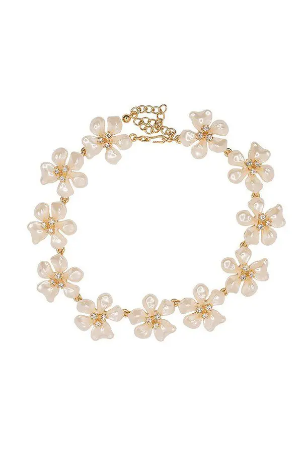 KENNETH JAY LANE Pearl Flower Necklace - White