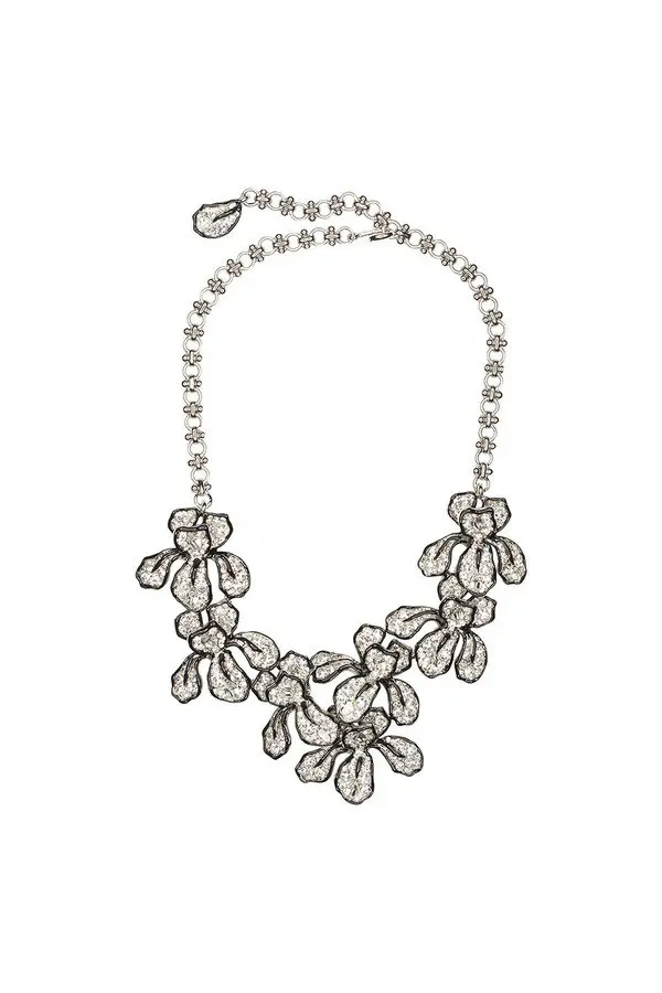 KENNETH JAY LANE Crystal Flower Statement Necklace - Red