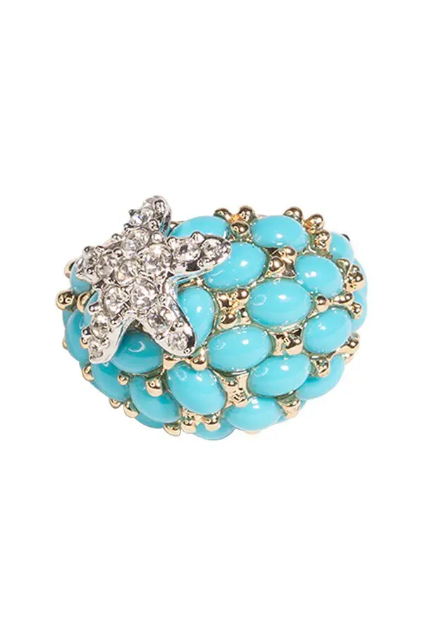 KENNETH JAY LANE Turquoise And Crystal Starfish Ring - Natural