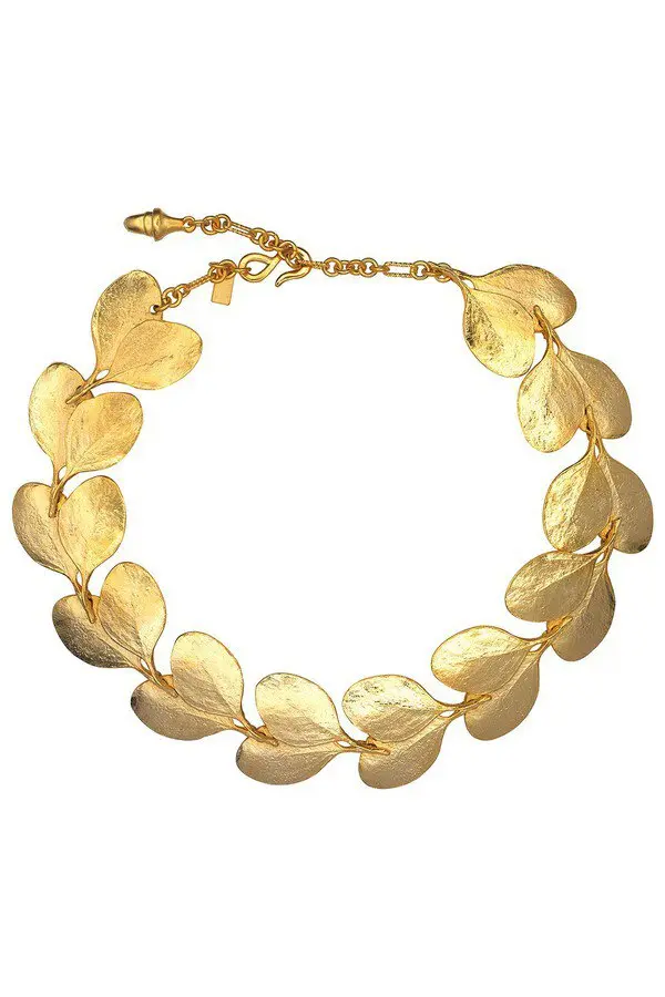 KENNETH JAY LANE Satin Leaves Necklace - Gold