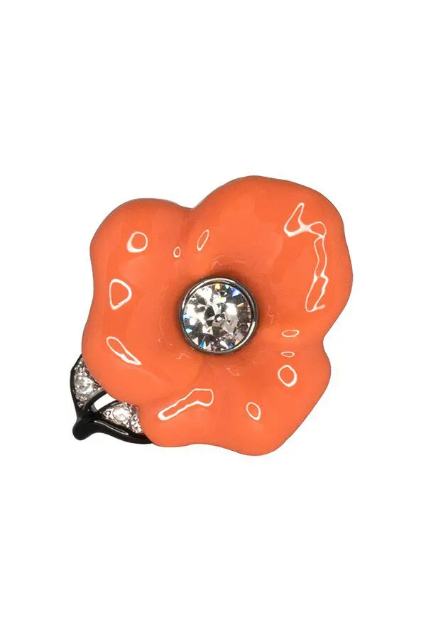 KENNETH JAY LANE Silver & Flower Statement Ring