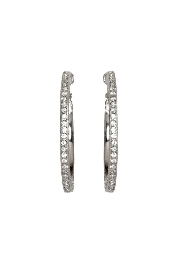 KENNETH JAY LANE Crystal Pave Hoop Earrings - Gold