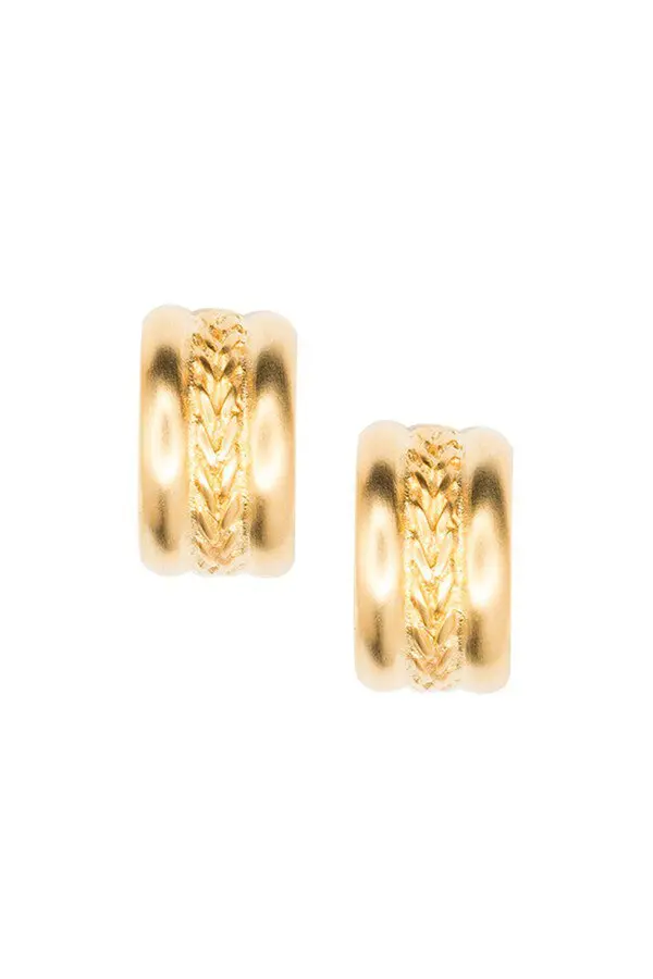 KENNETH JAY LANE Braid Design Hoop Clip Earrings - Gold