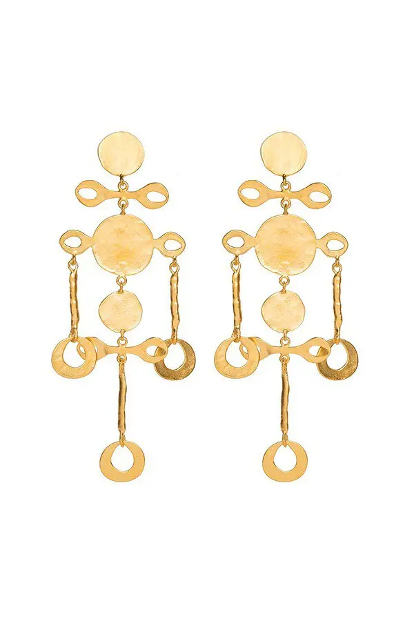 KENNETH JAY LANE Satin Fancy Coin Drop Clip Earrings - Gold