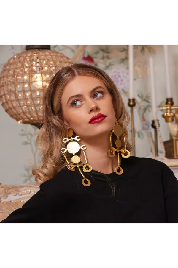KENNETH JAY LANE Satin Fancy Coin Drop Clip Earrings