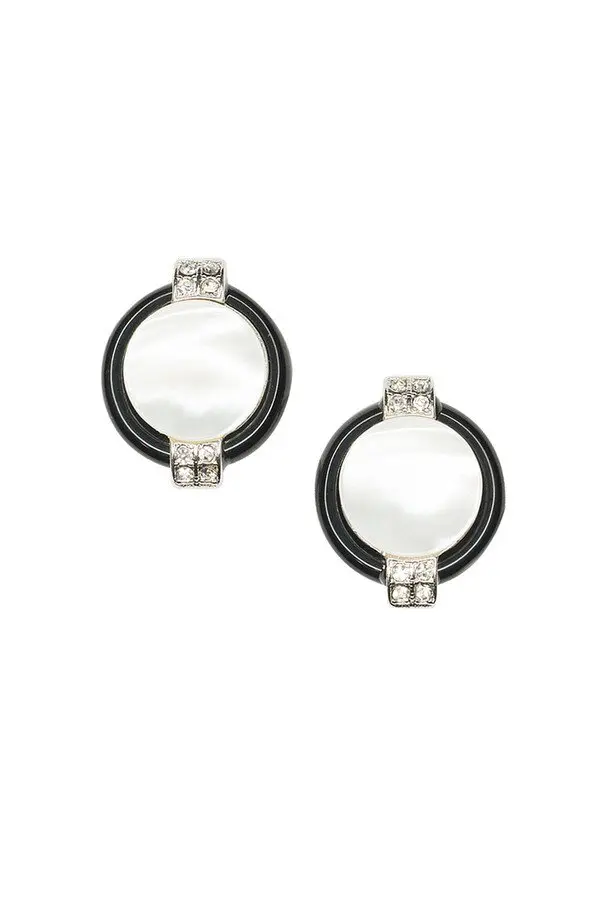 KENNETH JAY LANE Mother Of Pearl Art Deco Clip On Earrings - Black