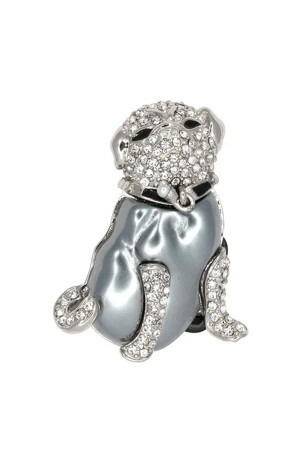 KENNETH JAY LANE Pearl Pug Pin - Grey