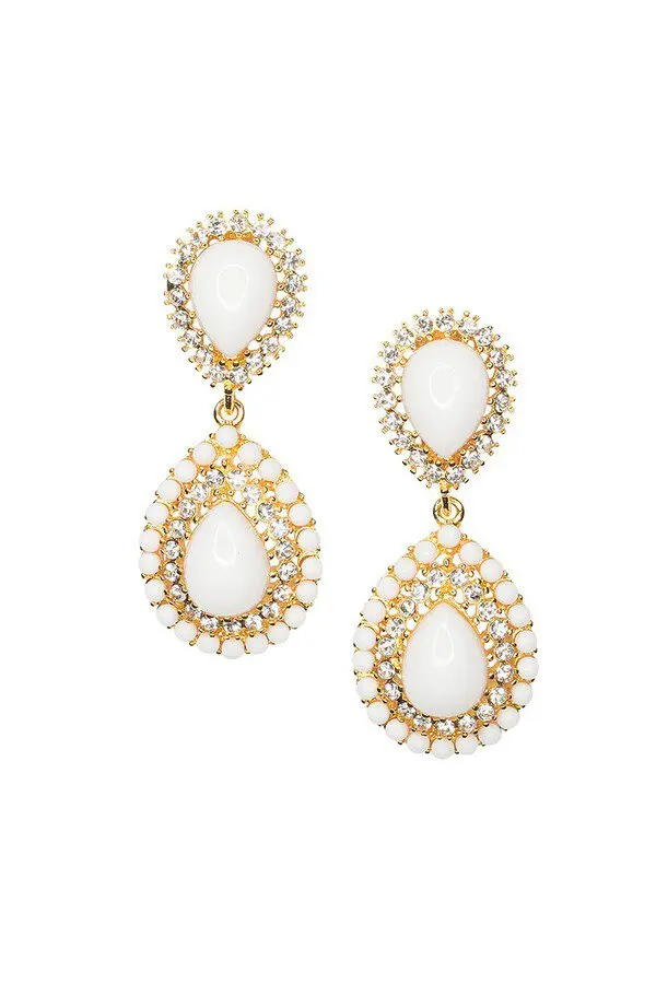 KENNETH JAY LANE Teardrop Clip Earrings - White