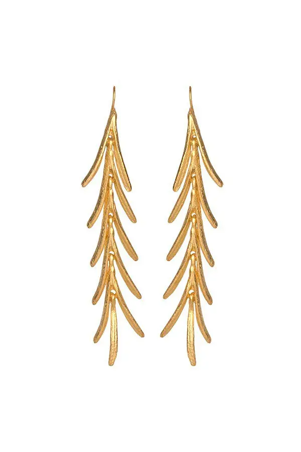 KENNETH JAY LANE Satin Leaves Drop Earrings - Gold