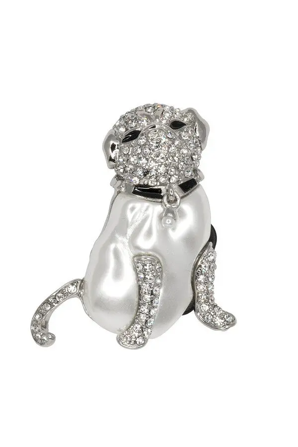 KENNETH JAY LANE Pearl Pug Pin - White