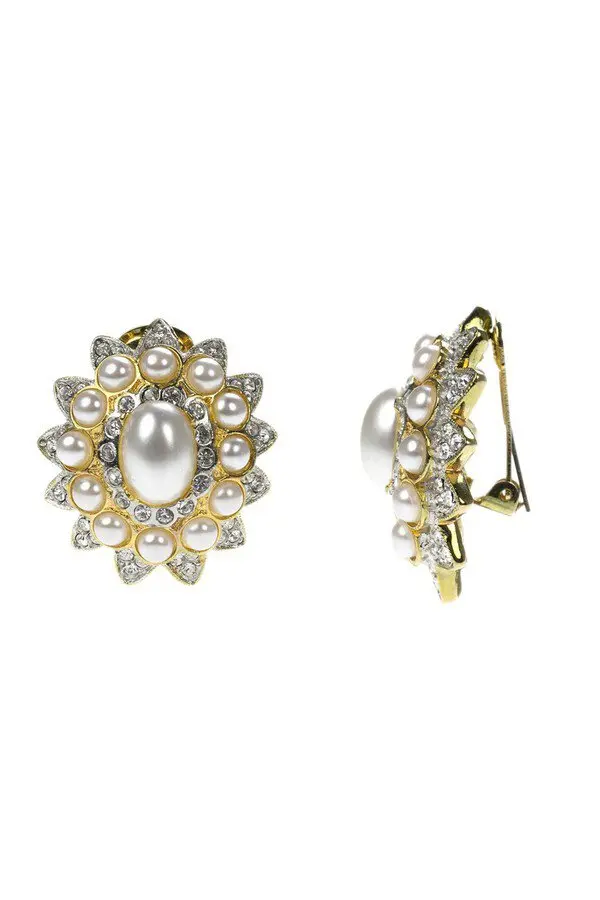 KENNETH JAY LANE Pearl Cabochon Clip On Earrings