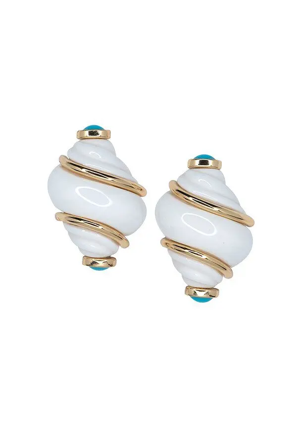 KENNETH JAY LANE Shell And Turquoise Clip-on Earrings