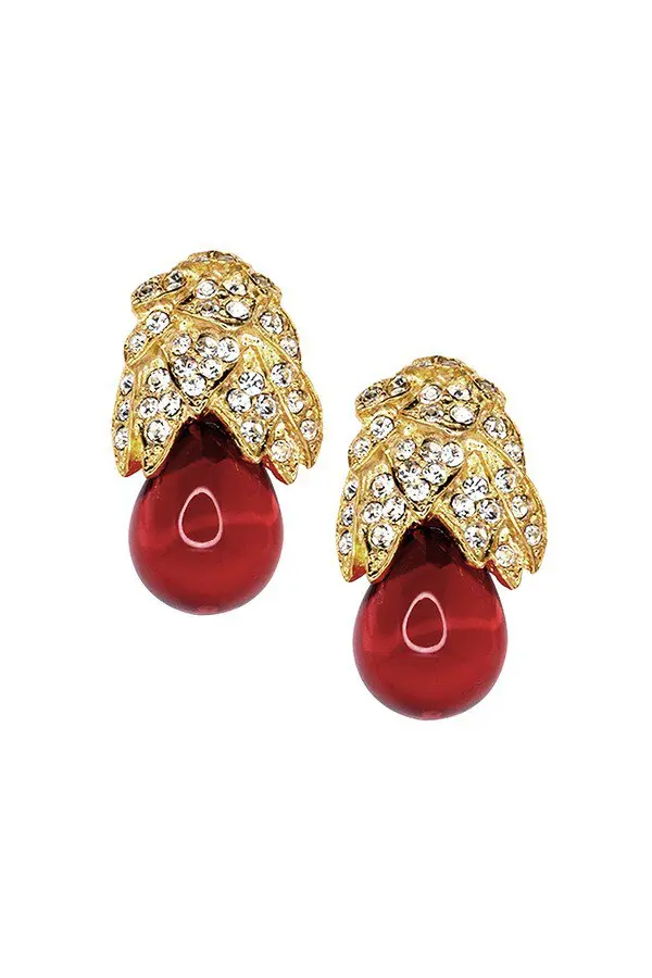 KENNETH JAY LANE Feathered Clip-on Earrings - Red