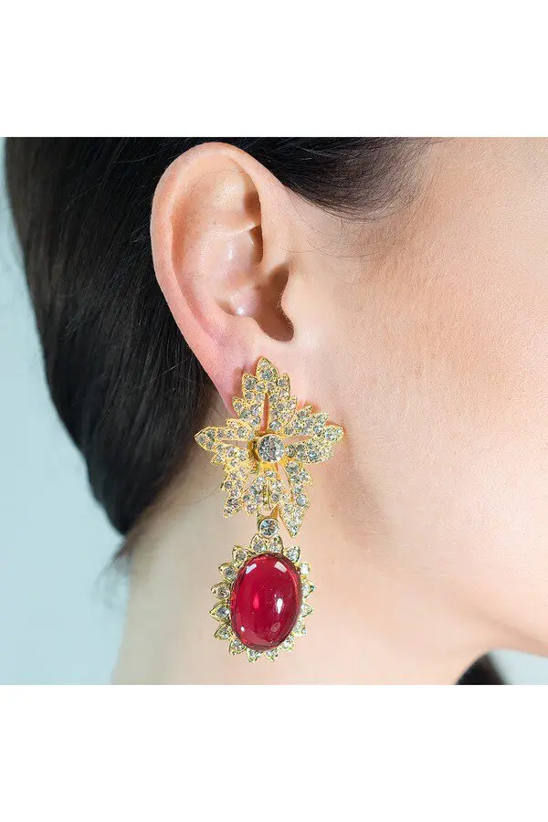 KENNETH JAY LANE Jackie Kennedy Onassis Ruby Clip-on Earrings