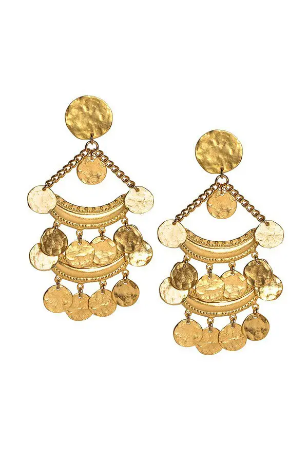 KENNETH JAY LANE Layered Coin Pierced Earrings - Gold