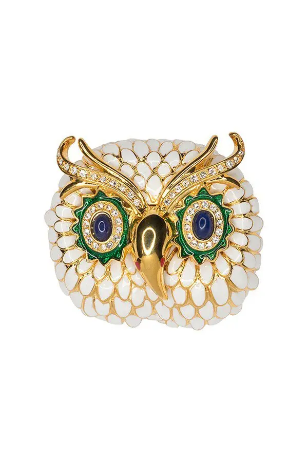 KENNETH JAY LANE Owl Brooch - White