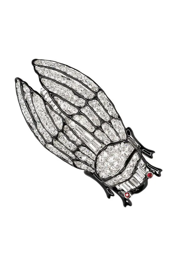 KENNETH JAY LANE Crystal Cicada Brooch - Black