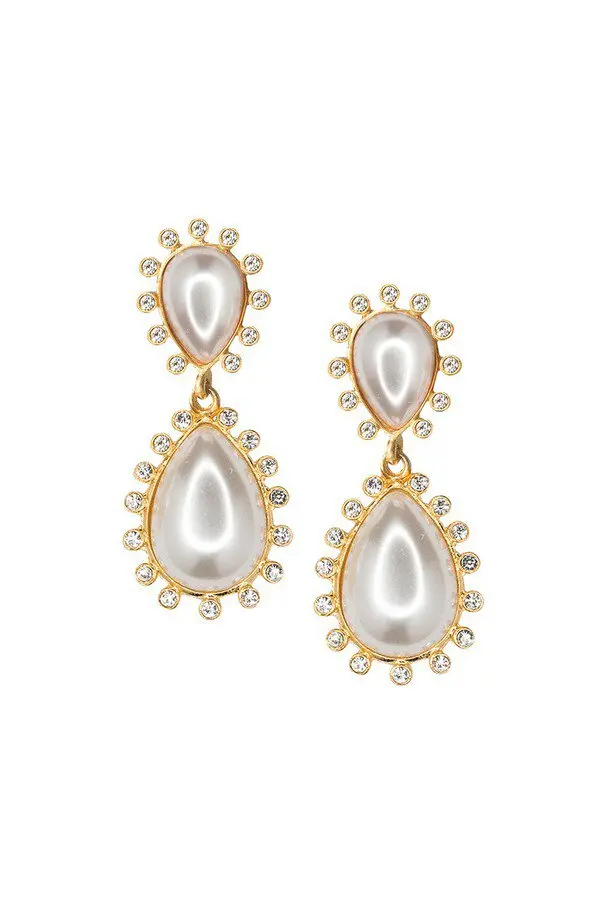 KENNETH JAY LANE Pearl Teardrop Earrings - Gold