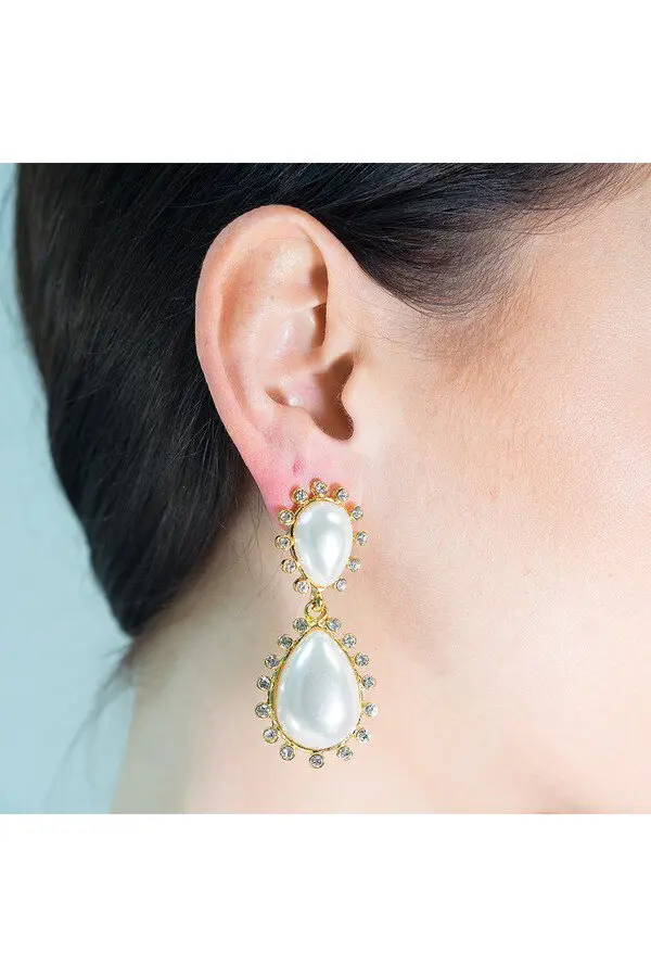 KENNETH JAY LANE Pearl Teardrop Earrings - White