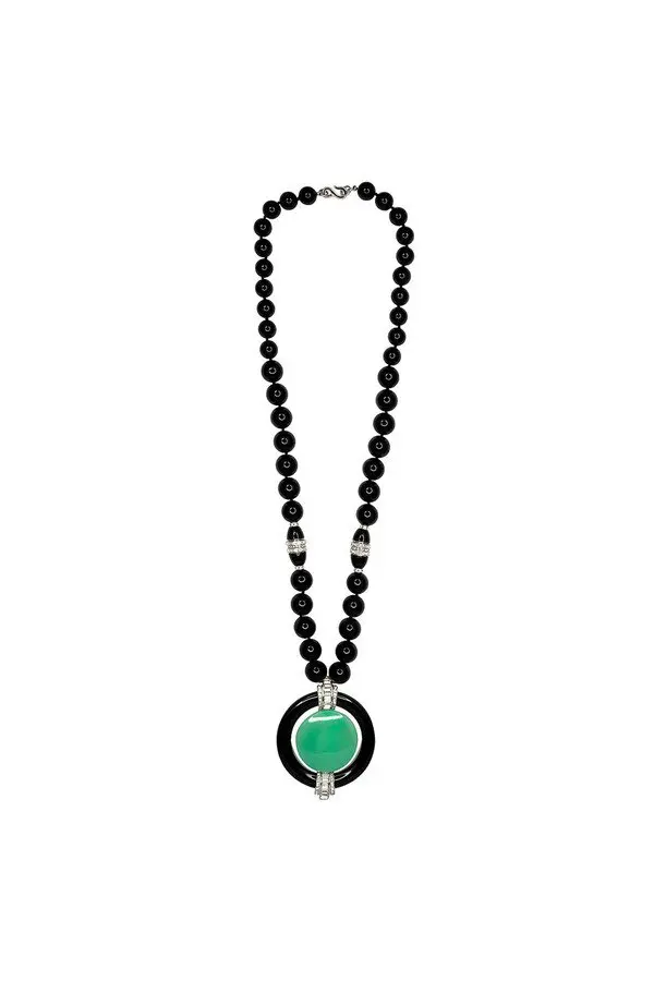 KENNETH JAY LANE Jade Deco Pendant Necklace - Natural