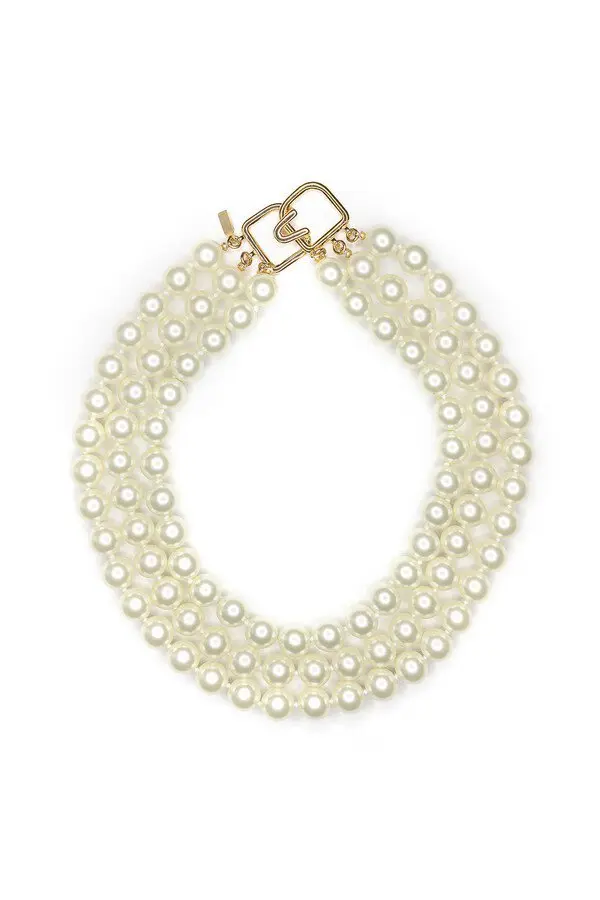 KENNETH JAY LANE Barbara Bush Triple Strand Pearl Necklace - Lime