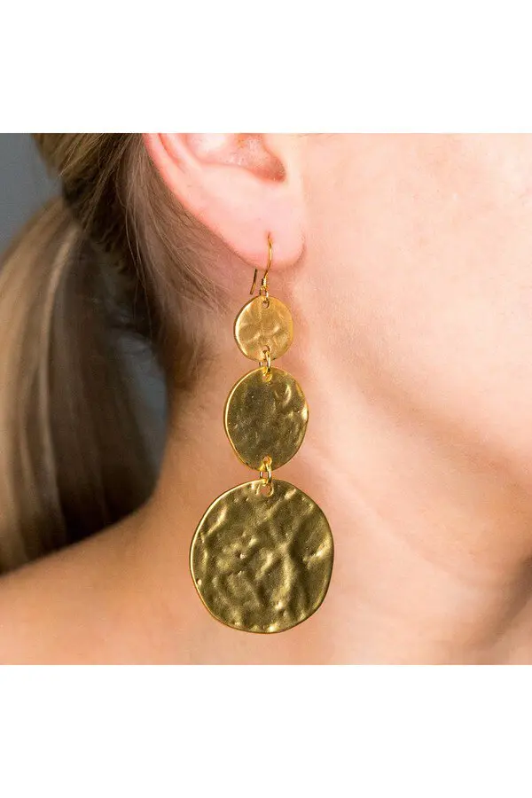 KENNETH JAY LANE Satin Tone Coin Drop Earrings