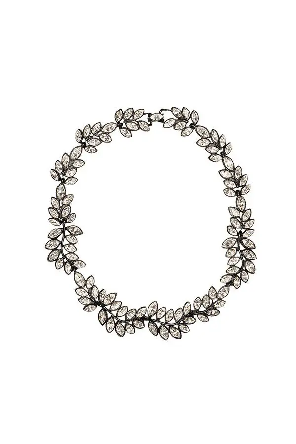 KENNETH JAY LANE Crystal Leaf Necklace - Black