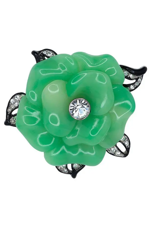 KENNETH JAY LANE Jade Resin Flower Pin - Black