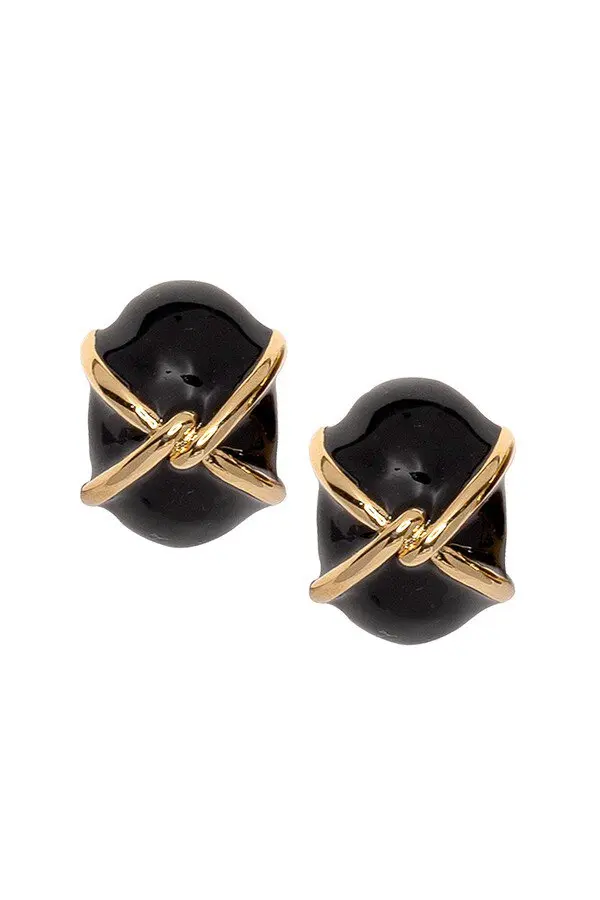 KENNETH JAY LANE X Button Clip Earrings - Black