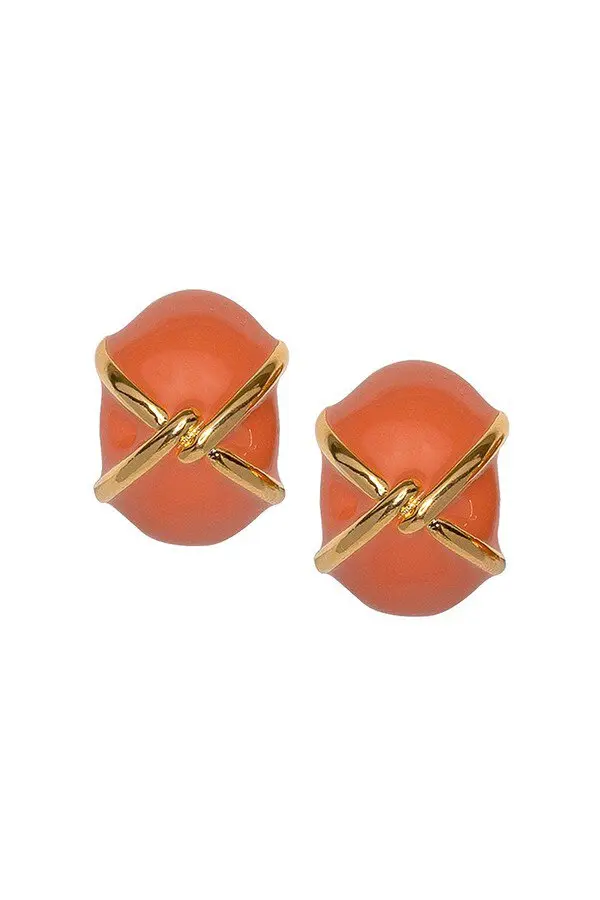KENNETH JAY LANE X Button Clip Earrings - Coral