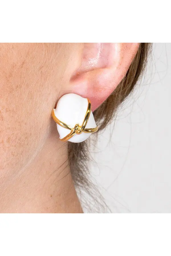 KENNETH JAY LANE X Button Clip On Earrings - White