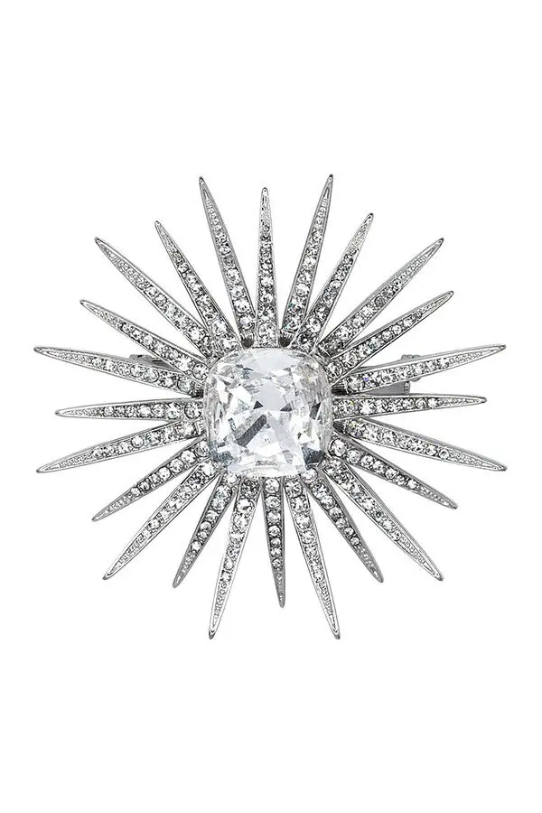 KENNETH JAY LANE Crystal Starburst Pin - Silver