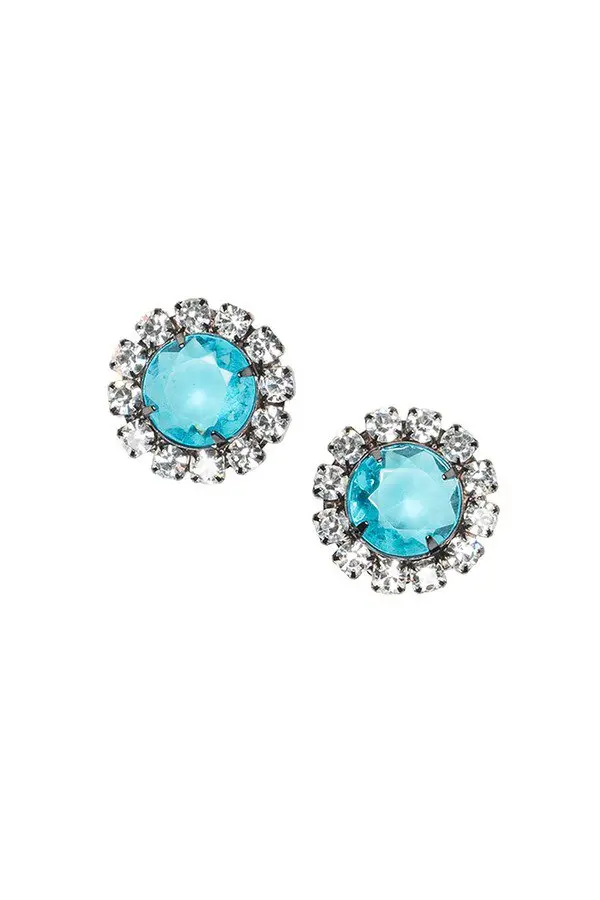 KENNETH JAY LANE Button Clip On Earrings - Aqua
