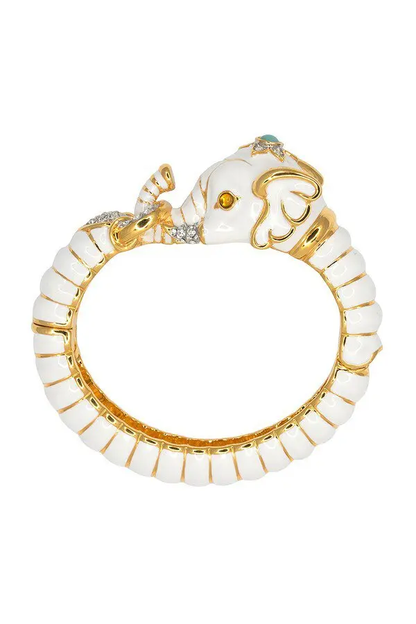KENNETH JAY LANE Elephant Head Bangle - White