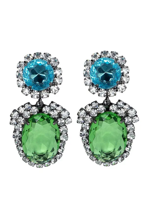 KENNETH JAY LANE Peridot Drop Clip Earrings - Aqua