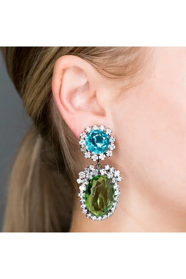 KENNETH JAY LANE Peridot Drop Clip Earrings