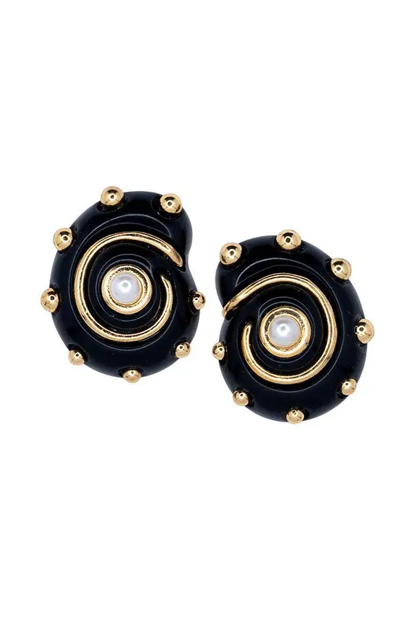 KENNETH JAY LANE Dotted Snail Clip-on Earrings - Black