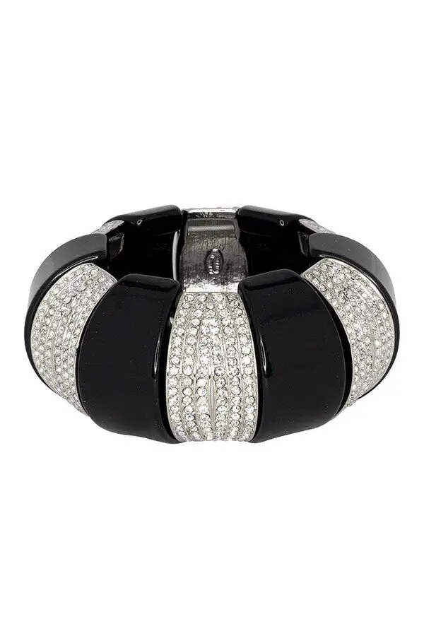KENNETH JAY LANE Enamel And Crystal Dome Bracelet - Black