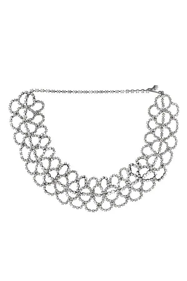 KENNETH JAY LANE Gunmetal Crystal Lace Choker - Natural