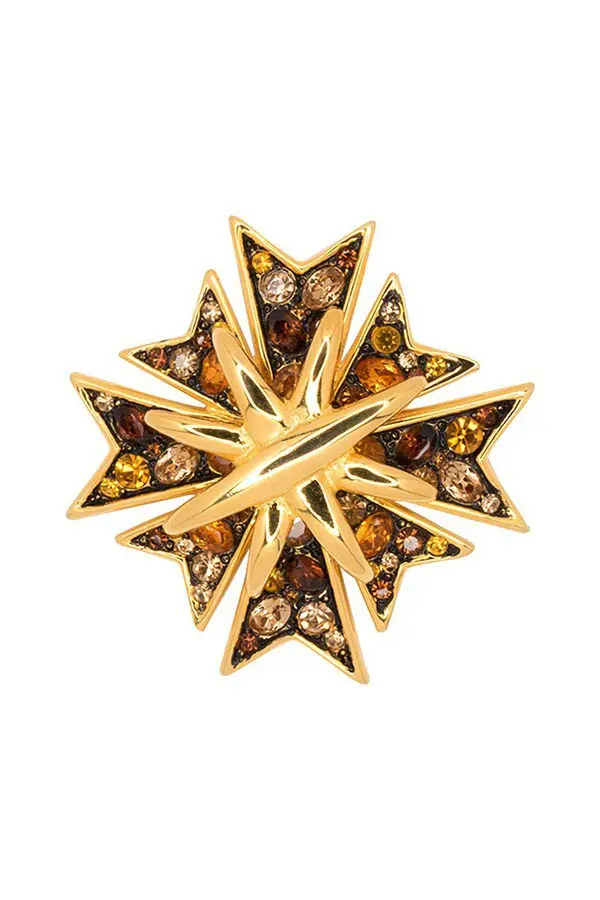 KENNETH JAY LANE Multi Topaz Maltese Cross Pin - Gold