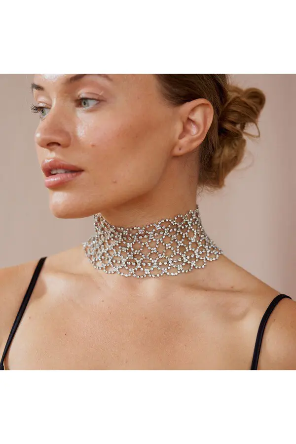 KENNETH JAY LANE Wide Crystal Lace Choker